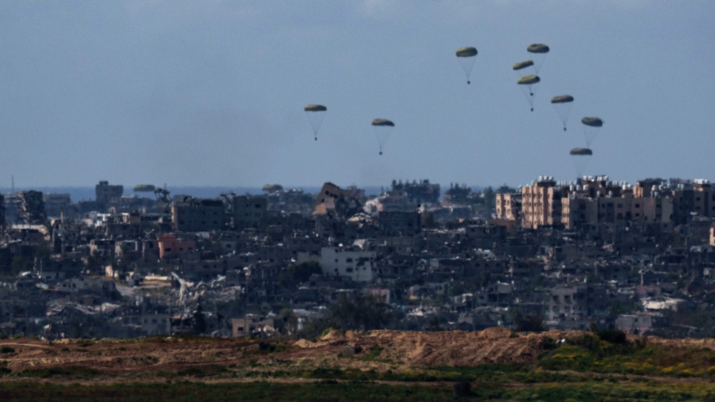 Aid airdropped over Gaza, one parachute fails to open