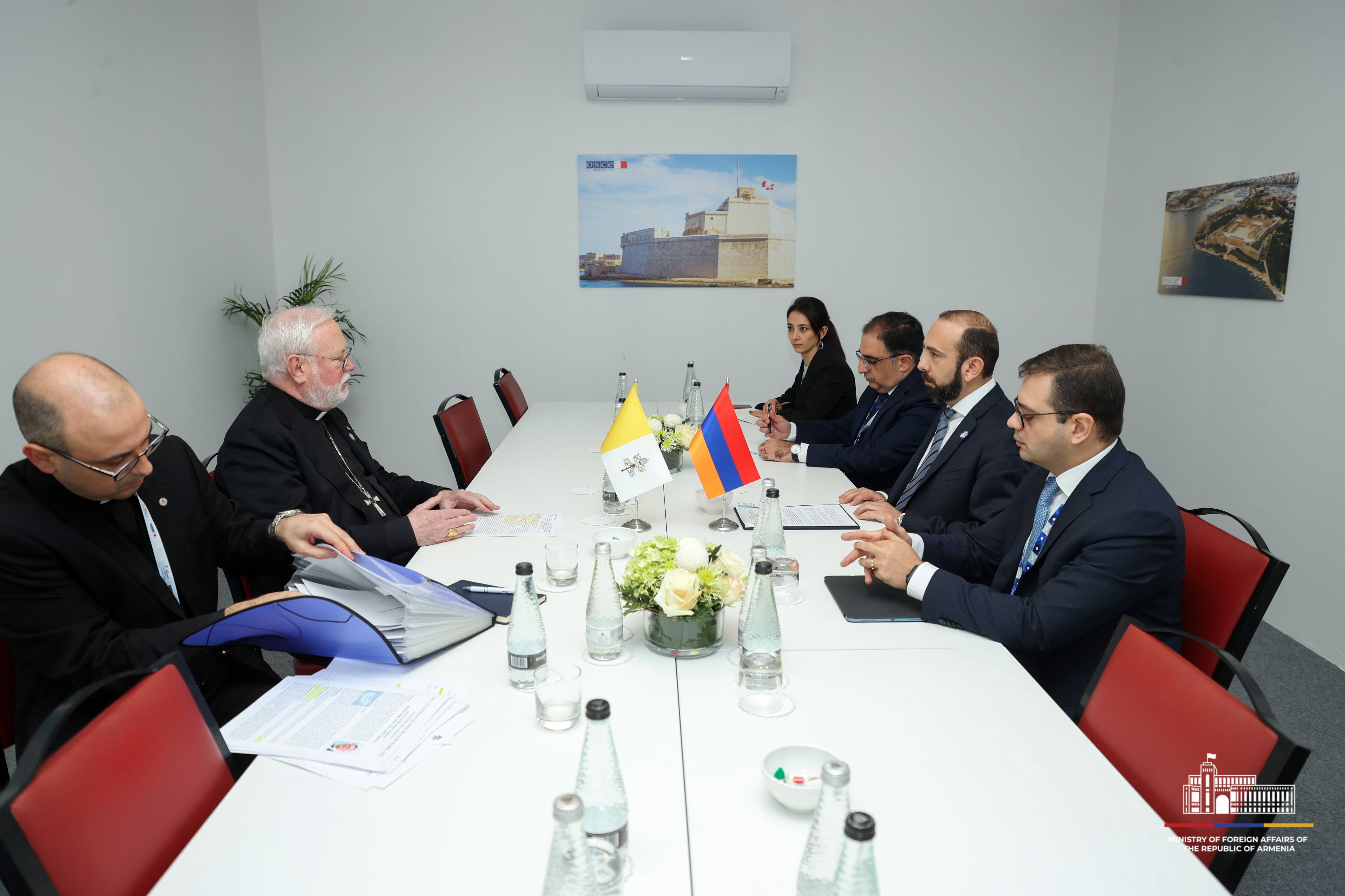 Ararat Mirzoyan and Paul Richard Gallagher discussed issues of ...